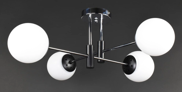 Люстра стельова на 4 лампочки 51797/4-ch-bk-wh Чорний 26х65х65 см ...