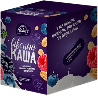 Упаковка каши овсяной HOLM'S light food с малиной ежевикой голубикой и ...