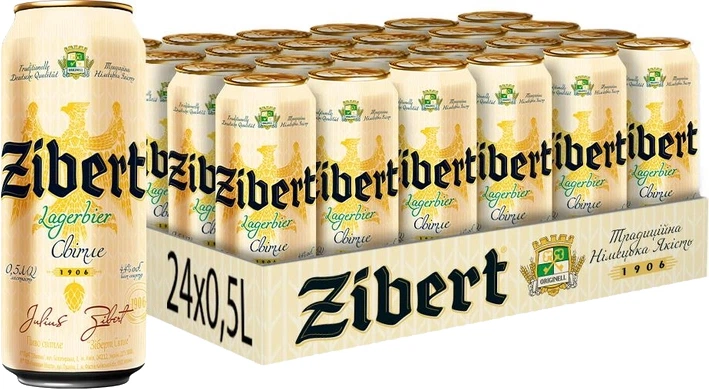 Упаковка пива Zibert светлое фильтрованное 4.4% 0.5 л х 24 шт ...