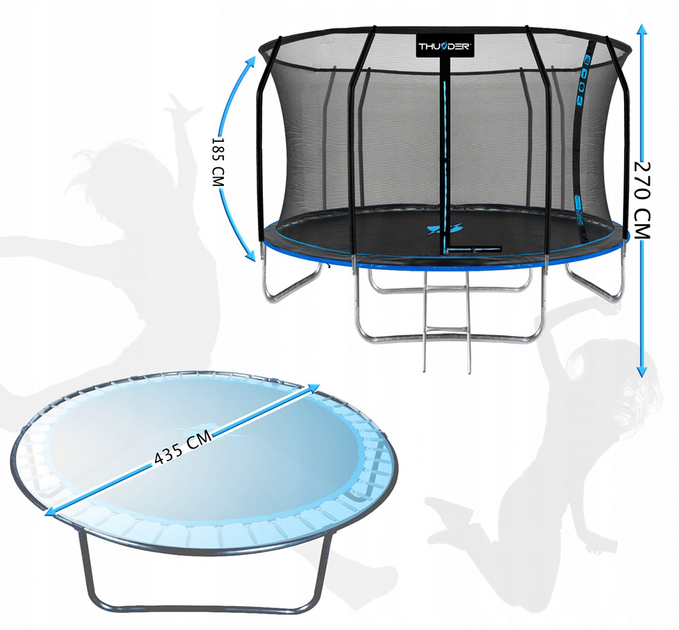Батут с внутренней сеткой Thunder Inside Elite 14FT 435 см Black/Blue ...