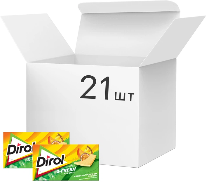 Упаковка жевательной резинки Dirol Икс-Фреш свежесть тропических ...
