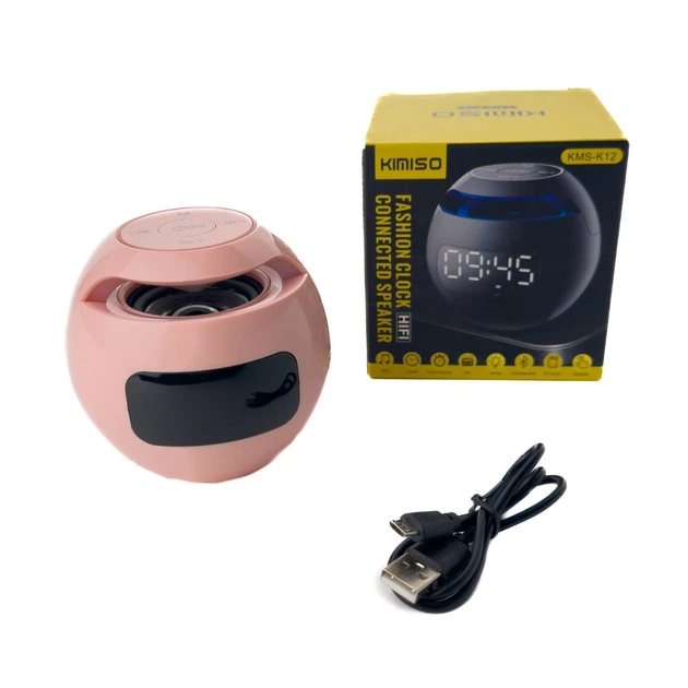 Колонка портативная с часами Kimiso KMS-K12 Bluetooth LED розовый ...