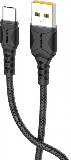Кабель Denmen D06T Silicone USB Type-C 2.4A 1 м 2 шт Black (DM-D06T-2BK ...