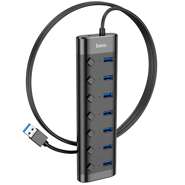 Мережевий фільтр Hoco HB40 7хUSB3.0 1.2М подовжувач Незалежні вимикачі ...