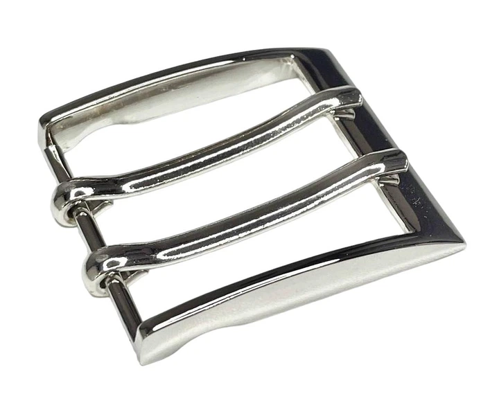Пряжка ремінна 40 мм з двома язичками пряжка для ременя Нікель Стильні аксесуари з доставкою
