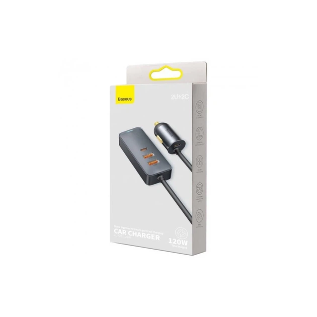 Автомобильное зарядное Baseus (CCBT-A0G) 120W (2U1C) Серый – фото, отзывы, характеристики в ...