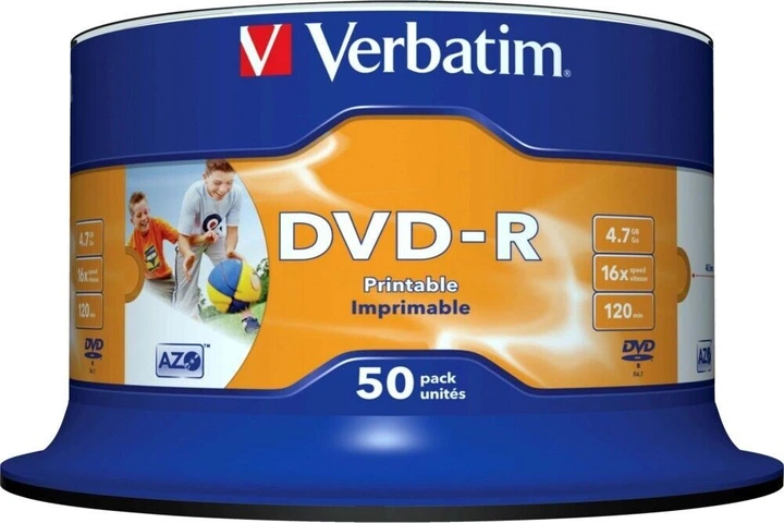 Verbatim DVD-R 4.7 GB 16x Cake 50 шт Printable (43533) – фото, відгуки, характеристики в ...
