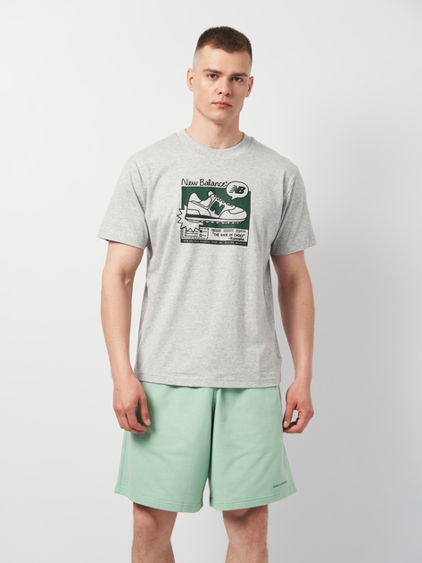 Футболка хлопковая мужская New Balance Advert GP MT41593AG L Серая ...