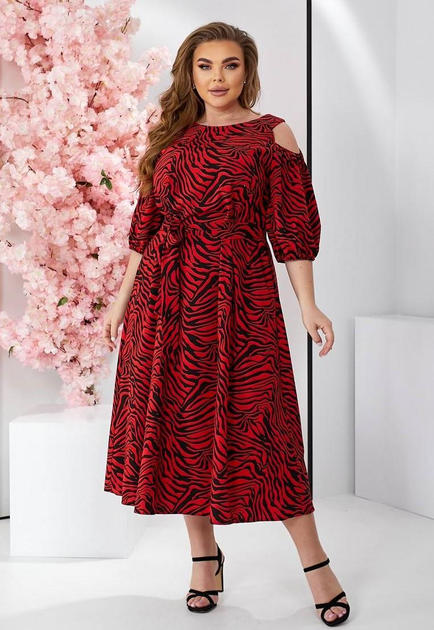 Платье летнее свободного стиля с поясом в комплекте миди принт зебра ...