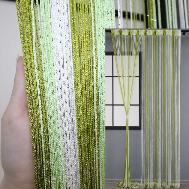 Шторы-нити VR-Textil "Кисея" с люрексом 300х300 см 1 шт Оливковый с ...