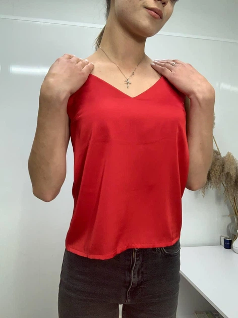 Базова майка на бретелях шовк червона L Брендовая одежда Rozetka