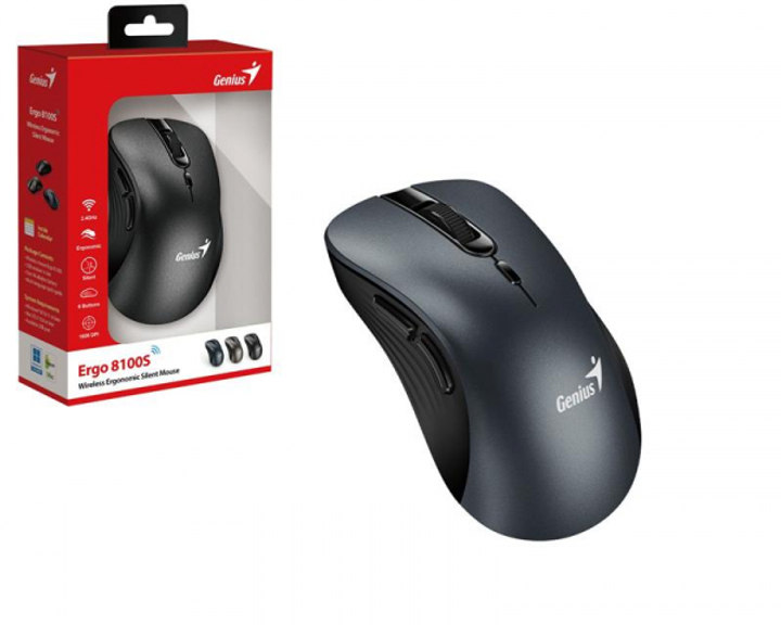 Мышь Genius Ergo 8100s, wl, Silent, серый 31030040401 – фото, отзывы ...