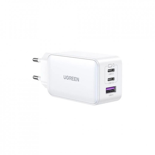 Зарядное устройство Ugreen USB-A+2*USB-C 65W GaN Tech Fast White (CD224 ...