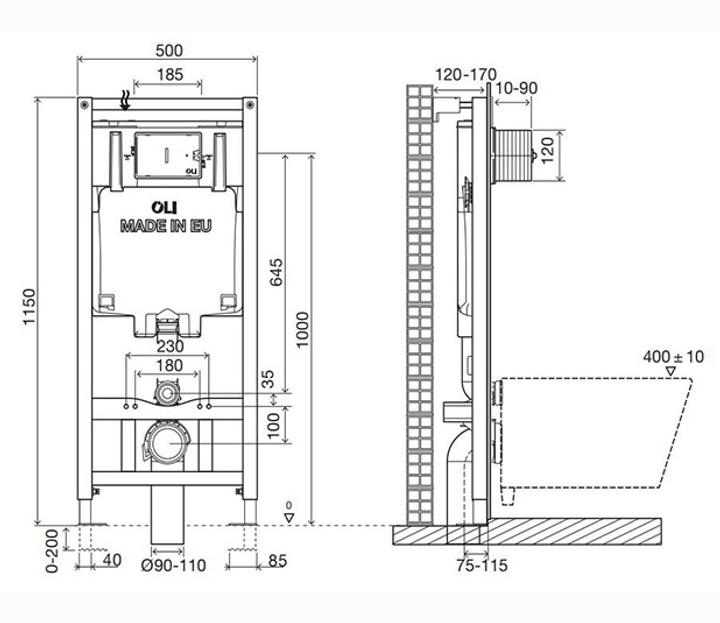 Инсталляция OLI 80 SanitarBlock c панелью смыва IPLATE White 885343 ...