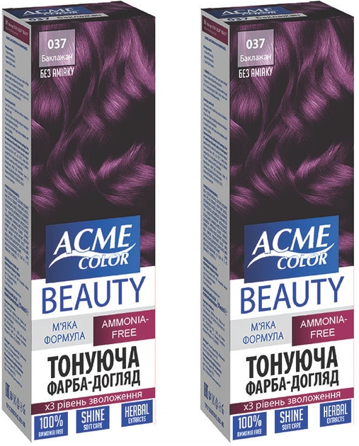 Упаковка гель-фарби Acme Color Beauty № 037 Баклажан 69 г х 2 шт ...