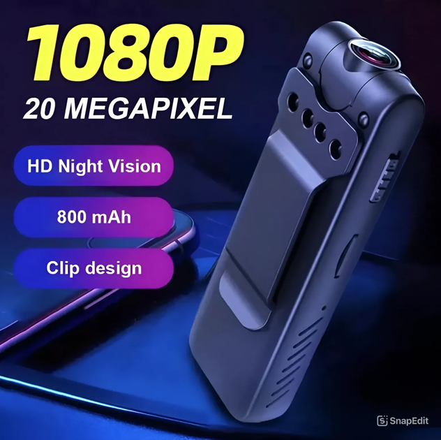 Мини боди камера на одежду FULL HD Wi-Fi беспроводная NO109-110 черная ...