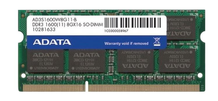 Оперативная память 8 ГБ, DDR3, для ноутбуков, ADATA (1600 МГц, 1.5 В ...