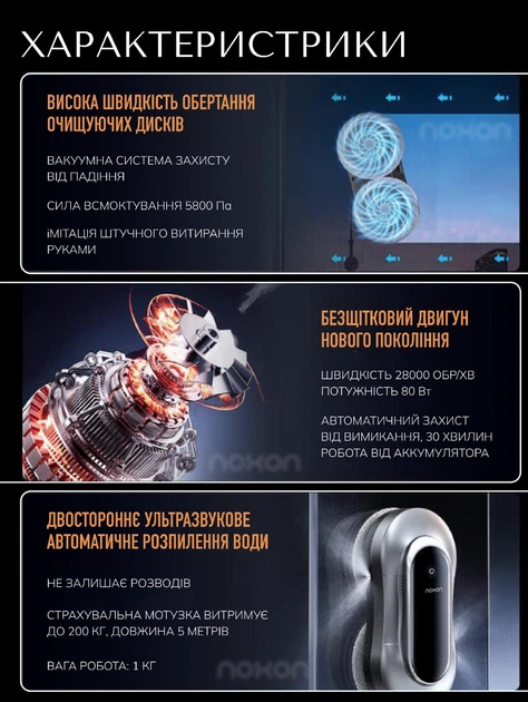 Робот для миття вікон NOXON Cleaner X12 (WCR12) – фото, відгуки ...