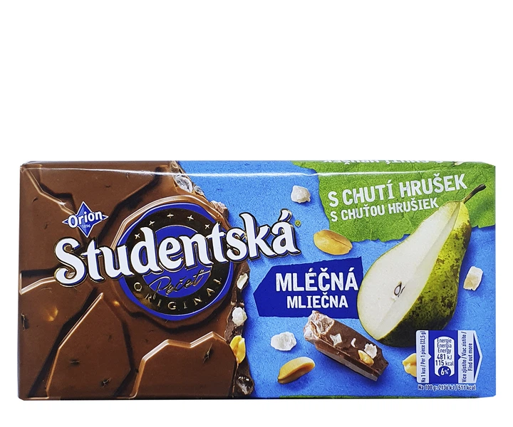 Шоколад Studentska Груша Молочний з арахісом та грушевим желе 180 г ...