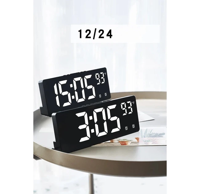 Електронний годинник DS-6631-білий живлення 5В-USB і від батарейок, 2 ...