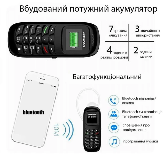 Міні мобільний телефон L8Star BM70 кнопковий на 2 SIM Nano карти ...