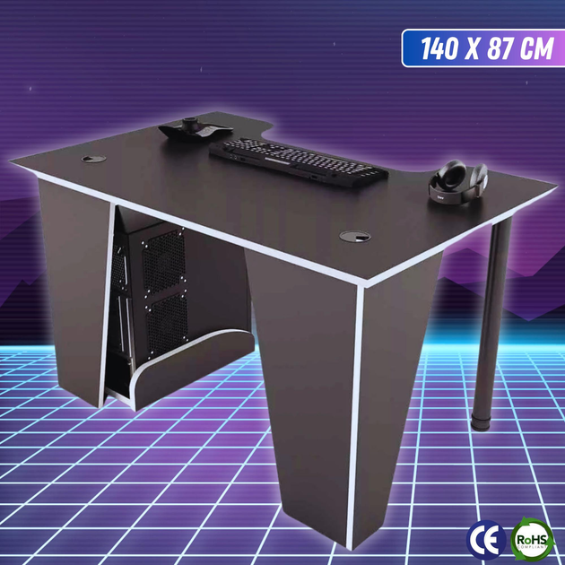 Игровой Компьютерный Стол с Вырезом для Геймера 140 x 87 x 75 см ...