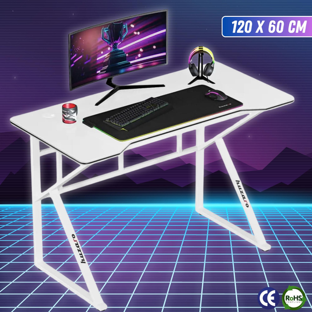 Игровой Компьютерный Стол с Вырезом для Геймера 120 х 60 х 75 см HUZARO ...