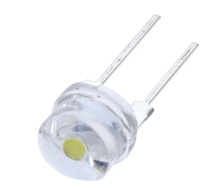 Светодиод ярко-белый 8мм (соломенная шляпка 120 градусов) 3В 0,75W ...