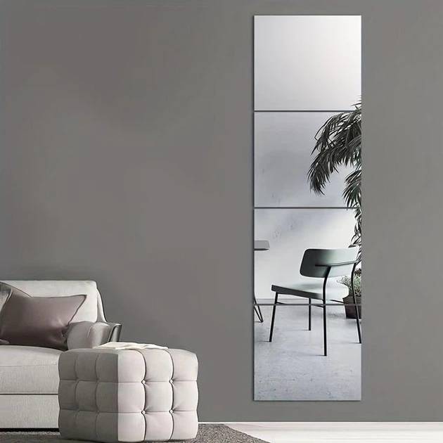 Дзеркальна наліпка на стіну Shine L акрилова панель квадрати для декору самоклеюча 60х60