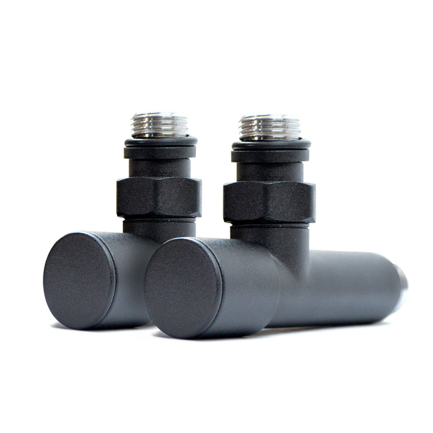 Кран угловой для полотенцесушителя Raftec 1/2"х1/2" удлиненный, черный ...