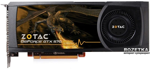 Видеокарта Zotac PCI-Ex GeForce GTX 570 AMP 1280MB GDDR5 (320bit) (780/ ...