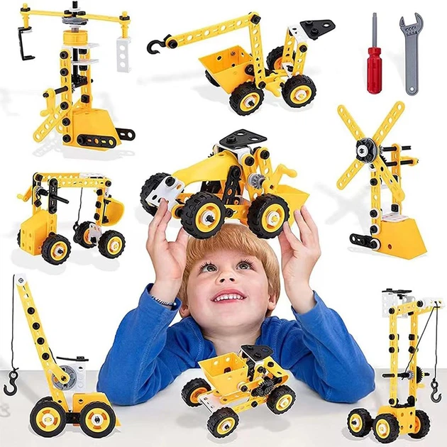Дитячий конструктор будівельна техніка для хлопчика Болтовий конструктор машинки для детей