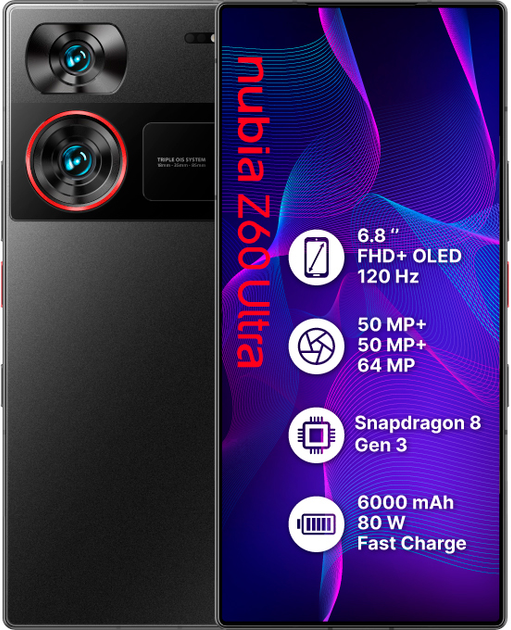 Мобильный телефон Nubia Z60 Ultra 16/512GB Black – фото, отзывы ...