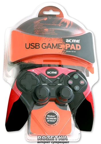 Проводной геймпад Acme GA-02 PC Black/Red (4770070863497) – фото ...