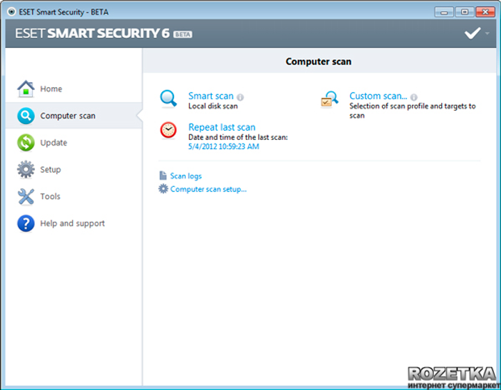 Антивирус ESET Smart Security 6 на 12 месяцев, для 2 ПК Коробочная ...
