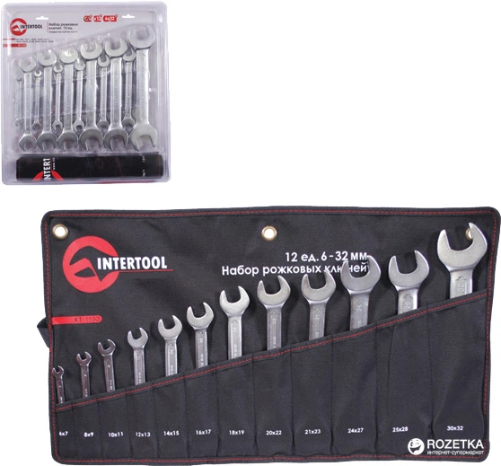 Набор рожковых ключей Intertool Cr-V 8 предметов (XT-1102) – фото, отзывы, характеристики в ...