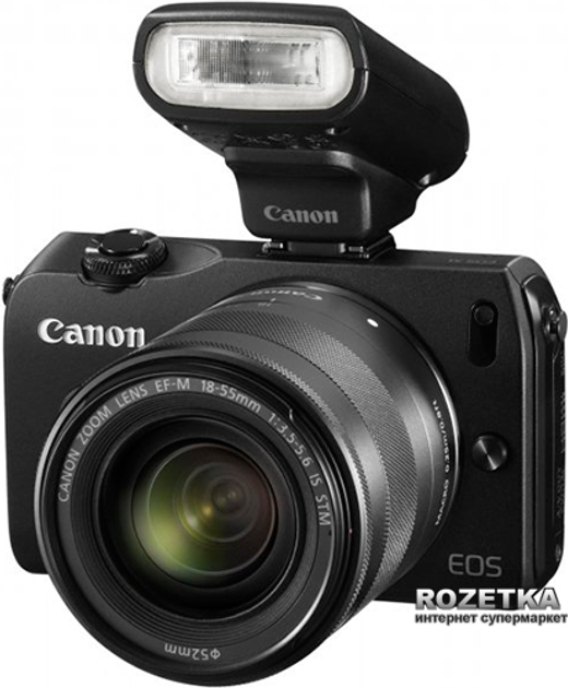 Фотоаппарат Canon EOS M 18-55 IS STM Black + вспышка SpeedLite 90EX ...