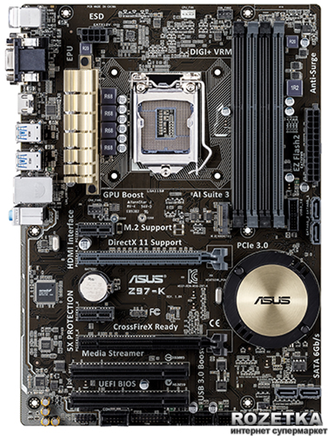 Материнская плата Asus Z97-K (s1150, Intel Z97, PCI-Ex16) – фото ...