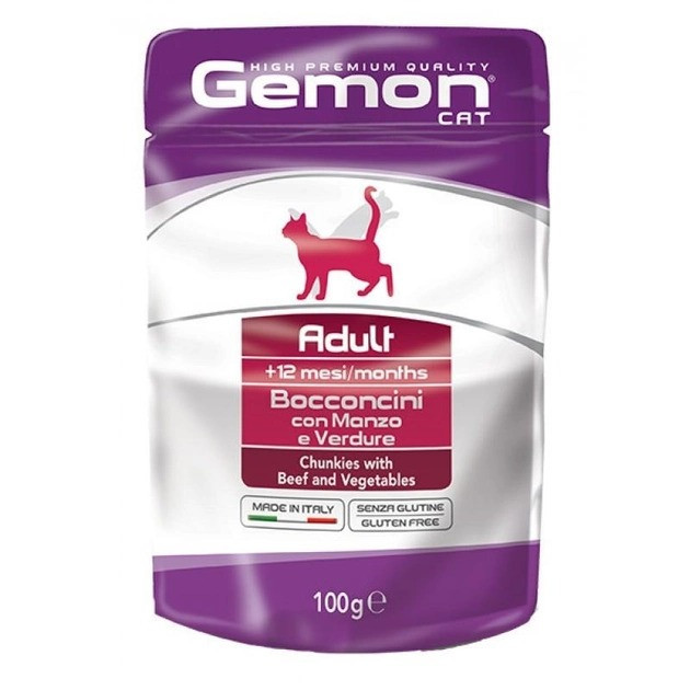 Влажный корм для кошек, Gemon (Джемон) 100 г (говядина, овощи) от ...