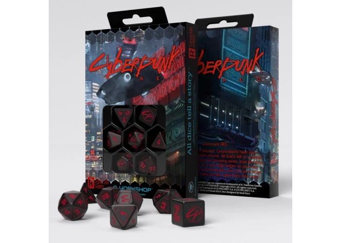 Набір кубиків Cyberpunk Red Dice Set - Blood over Chrome (7 шт.) (SCPU01) – фото, відгуки ...