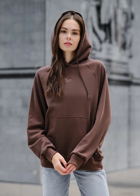 Женский худи стаф коричневый оверсайз с логотипом Staff brown logo oversize L (295706 ...