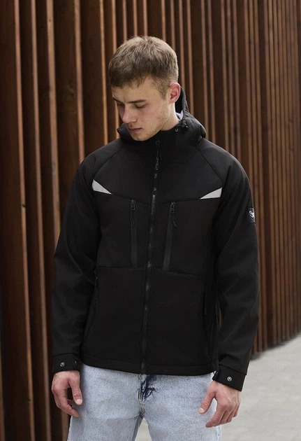 Куртка мужская черная однотонная стаф демисезонная базовая Staff soft shell bu black XXL (300645 ...