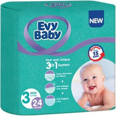 Подгузники Evy Baby Midi 5-9 кг 24 шт (8690506520236) – Безопасно ...