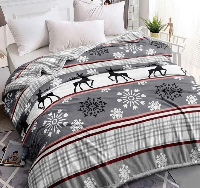 Плед покривало з флісу Олені на сірому ТЕТ а ТЕТ 160х210 см Велсофт мікрофібра ТТП162 1