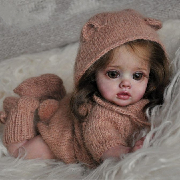 Реборн кукла девочка Reborn Baby Dol коллекционная с длинными темными ...