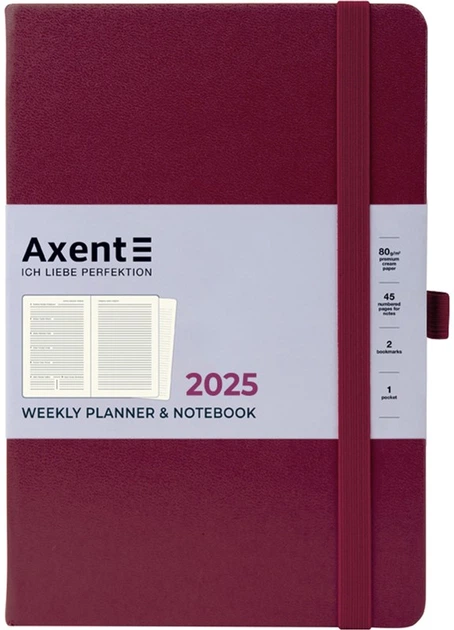 Еженедельник датированный Axent 2025 Prime Strong 145x210 мм 96 листов винный (8507-25-46-A ...