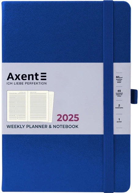Щотижневик датований Axent 2025 Prime Strong 145x210 мм 96 аркушів класичний синій (8507-25-38-A ...