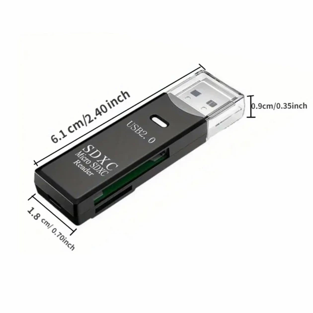 Кардридер SDXC USB 2.0 to TF+SD Dual Card Reader Чорний – фото, відгуки ...