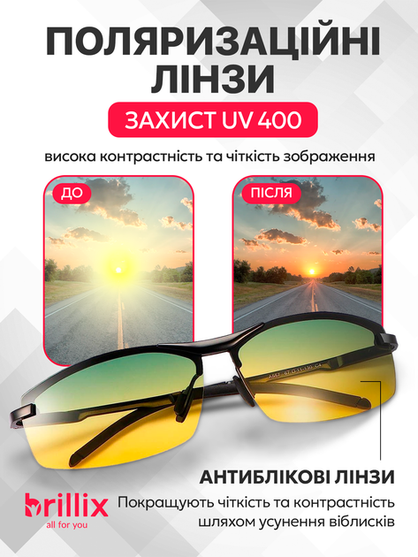 Окуляри для водіїв день ніч антифари антивідблискові автомобільні хамелеони поляризаційні для