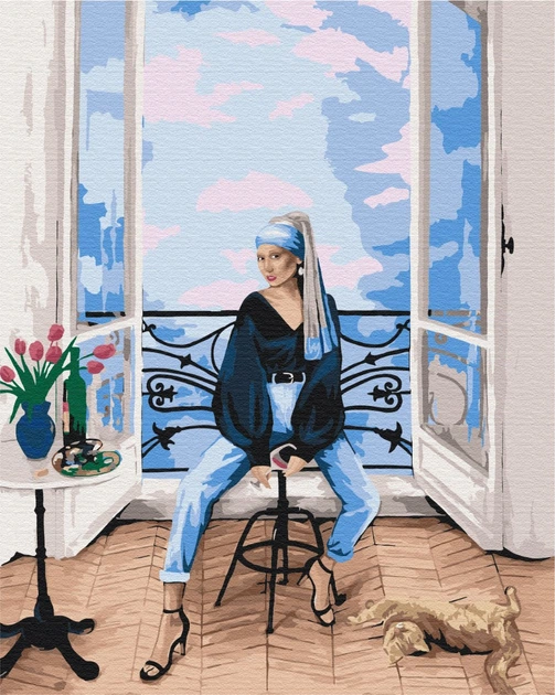 Картина за номерами Brushme Сучасна дівчина з перлиновою сережкою 40х50см Bs52762 фото